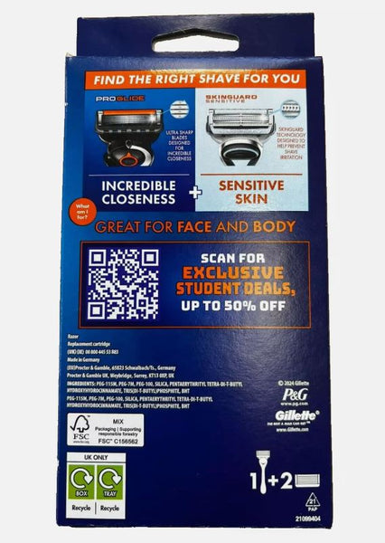 Gillette Proglide Skinguard Sensitive Razor with 2 Blades – LilyLisa.com