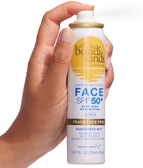 Bondi Sands Fragrance Free Sunscreen Face Mist SPF 50+ High Protection ...