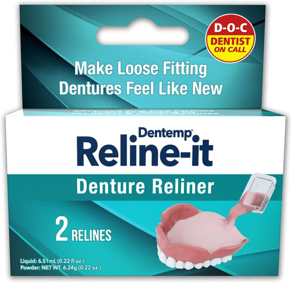 2 PACK - Dentemp Reline-it Denture Reliner - 2 Relines in each pack ...