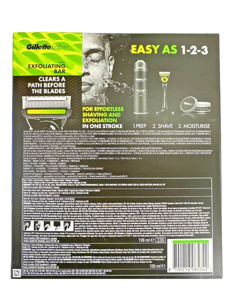 Gillette Labs Set Black & Neon razor + Shave Gel 198ml + Moisturiser 1 ...