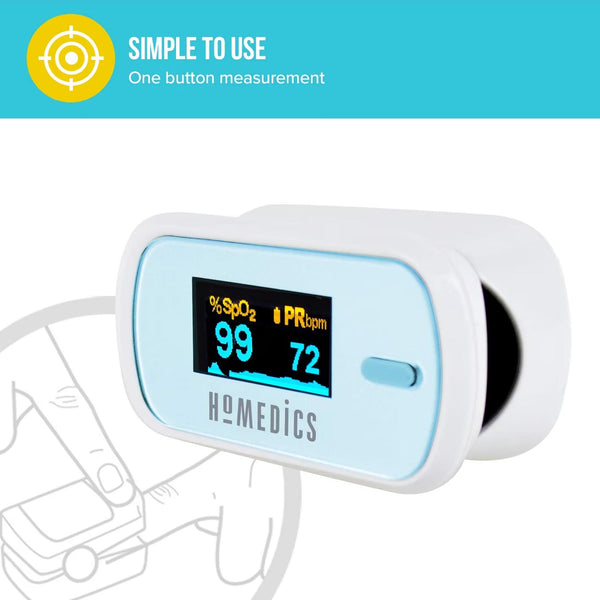 HoMedics Fingertip Pulse Oximeter - Measures Oxygen Saturation SpO2, P ...