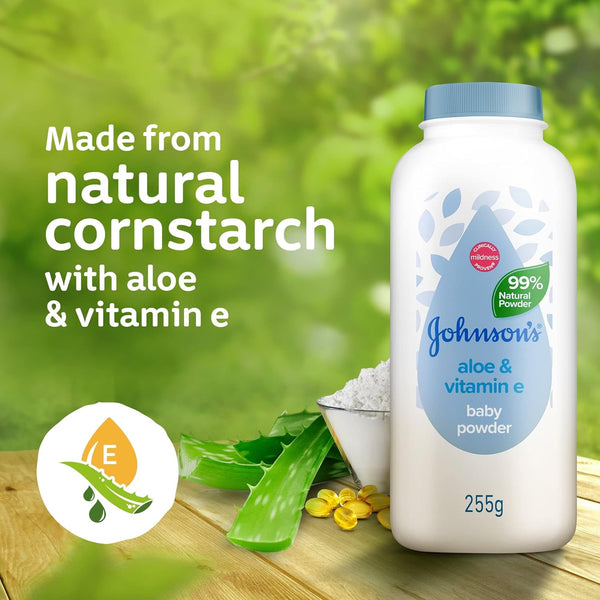 3 PACK - Johnson's Baby Powder 99% Natural with Aloe & Vitamin E - 255 ...