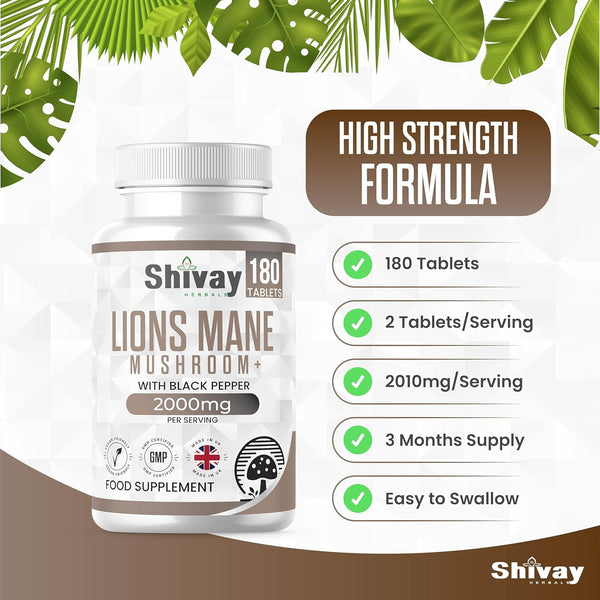 Ashwagandha + Lions Mane Bundle 1000mg per Tablet Focus + Calm + Menta ...